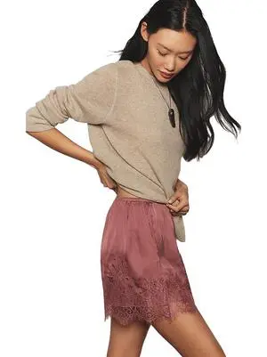 LYREBIRD Lace-trim Silky Shorts - Mauve