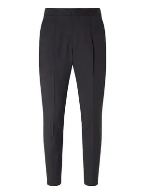 Officine Générale Drew Tapered Pleated Wool-twill Trousers - Black