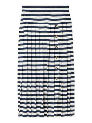 Rixo Una Pleated Striped Silk Crepe De Chine Midi Skirt - Multi