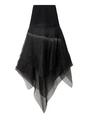 Maticevski Asymmetric Crepe And Bead-embellished Silk Skirt - Black