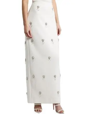 Oddmuse Crystal Embellished Maxi Skirt - White