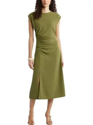 Nordstrom Side Ruched Knit Midi Dress - Olive Capulet