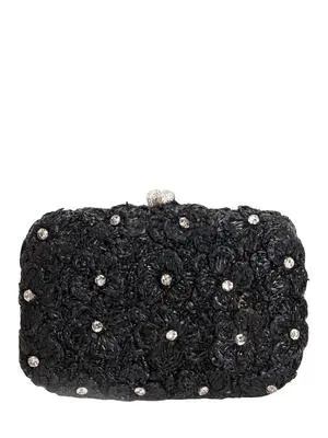 Emm Kuo Ayana Crystal-Embellished Raffia Bag Black
