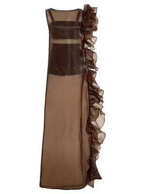 MARLIES GRACE Bea Ruffled Organza Maxi Dress - Brown
