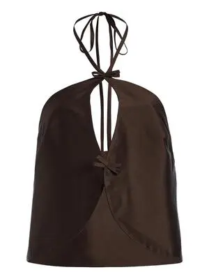 MARLIES GRACE Exclusive Celeste Taffeta Halter Top - Brown