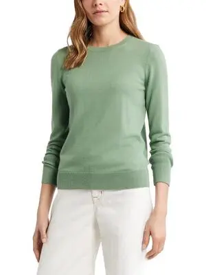 Caslon Merino Wool Blend Crewneck Sweater - Green Hedge