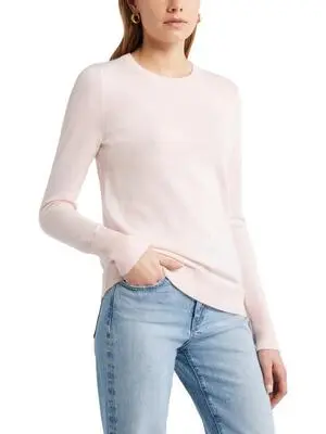 Caslon Merino Wool Blend Crewneck Sweater - Pink Fresco