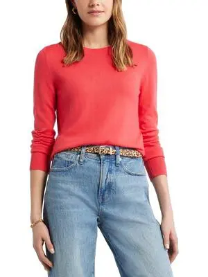 Caslon Merino Wool Blend Crewneck Sweater - Red Geranium
