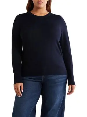 Caslon Crewneck Long-sleeve Sweater - Navy Still