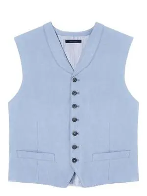 Giorgio Armani Single-breasted Washed Silk Blend Waistcoat - Blue
