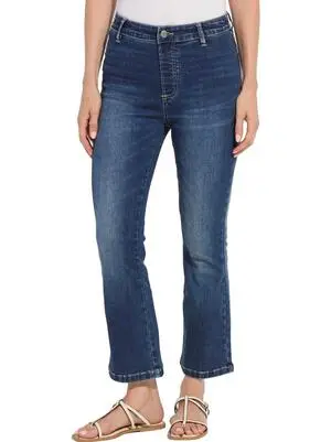 Lyssé Estelle Pull-on Flare Ankle Jeans - Dark Mid Wash