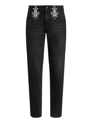 Dolce & Gabbana Five-pocket Embellished Jeans - Black