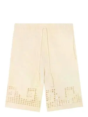 Alanui Where The Wave Begins Openwork Shorts - Neutrals