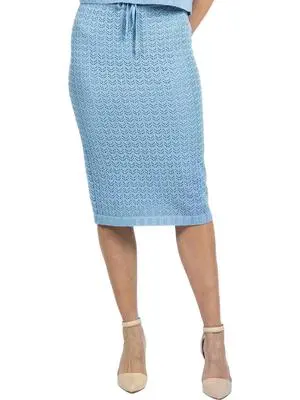L'Agence Lace Effect Midi Skirt - Blue
