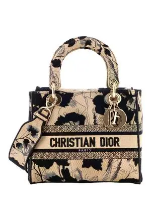 DIOR Christian Dior Lady D-Lite Medium Satchel Embroidered Canvas