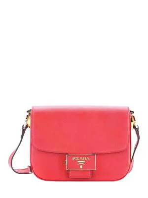 Prada Embleme Flap Bag Saffiano Leather Small - Red