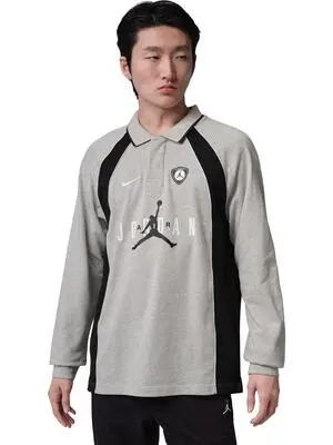 JORDAN Flight Long-sleeve Polo Jersey - Grey
