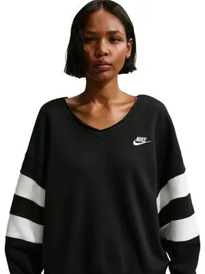 Nike Sportswear Club Fleece Oversized V-neck Sweatshirt - Black