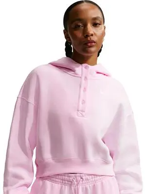 Nike Sportswear Phoenix Fleece Oversized Cropped Henley Hoodie - Pink
