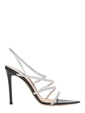 GIANVITO ROSSI Crystal Ettie 105 Embellished Leather Slingback Sandals - Black