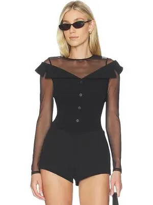 Fleur Du Mal Off The Shoulder Blazer Bodysuit - Black