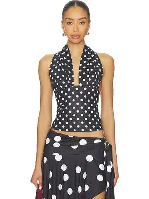 Lioness Safari Halter Top - Noir Polka