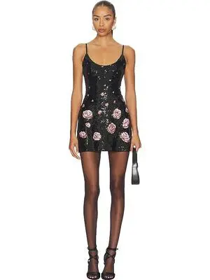 GUIZIO Sequin Mini Dress - Floral Black