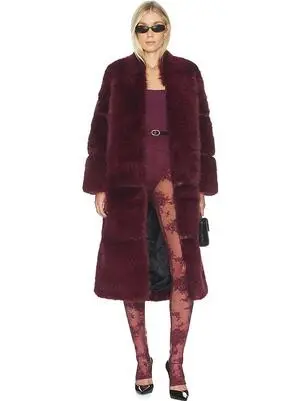 Apparis Sylke Sable Faux Fur Coat - Merlot