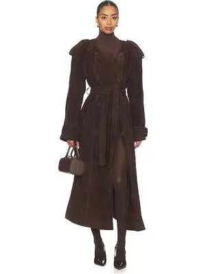 DUCIE Klarissa Leather Trench Coat - Espresso