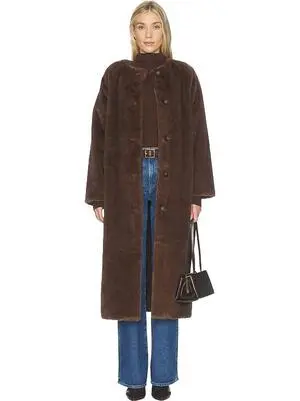 Line & Dot Axel Faux Fur Coat - Brown