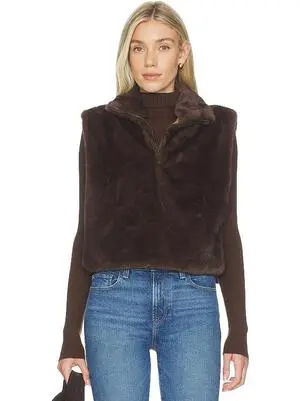Line & Dot Dane Faux Fur Top - Brown