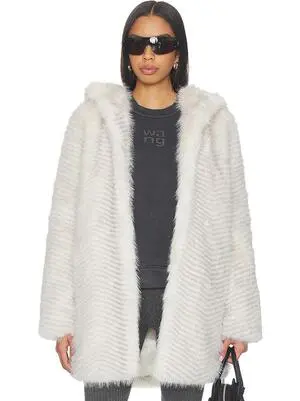 Generation Love Eden Faux Fur Coat - Cream With Grey Tip