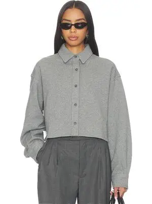 Alexander Wang Cropped Button-down Shirt - Dark Heather Grey