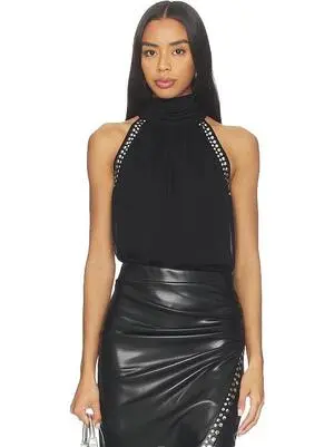 Generation Love Studded Halter Blouse - Black & Silver
