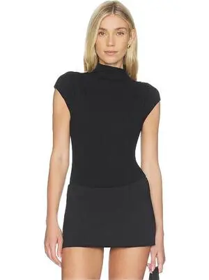 ALL THE WAYS Anya Mock Neck Bodysuit - Black