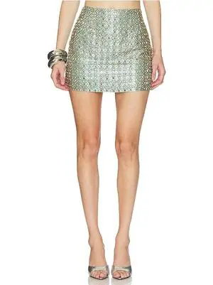 LA FUORI Crystal Embroidered Skirt - Blue Mirage
