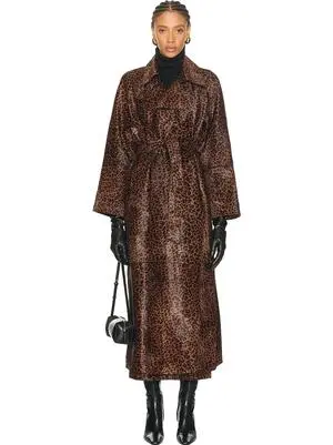 Nour Hammour Althea Pony Hair Trench Coat - Deep Leopard