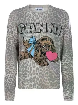 GANNI Leopard-patterned Sweater - Brown