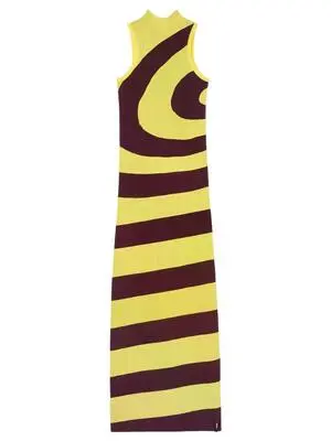 Sunnei High-neck Striped Tank Dress - Yellow
