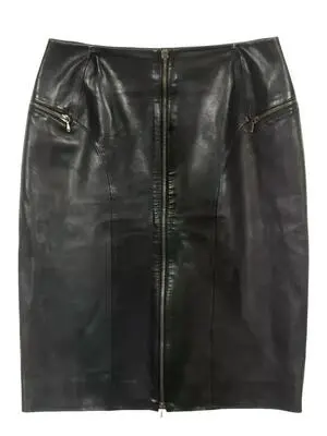 DIOR Leather Zip-Up Skirt