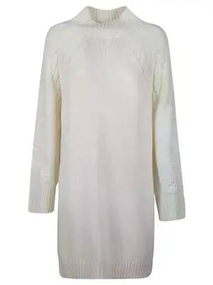 ERMANNO FIRENZE Cable-knit Embroidered Dress - White
