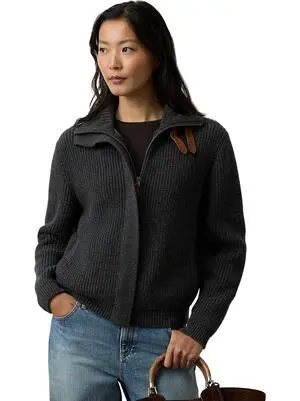 Ralph Lauren Rib-knit Cashmere Cardigan - Medium Grey Melange