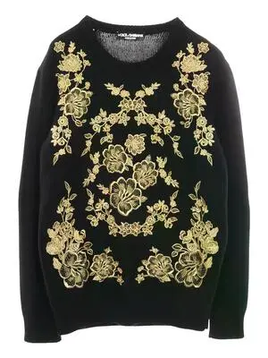 Dolce & Gabbana Embroidered Crew-neck Sweater - Black