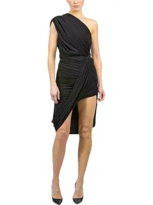 Ronny Kobo Emery One-shoulder Ruched Dress - Black