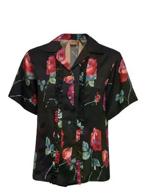N°21 Ruffled Floral Print Shirt - Black