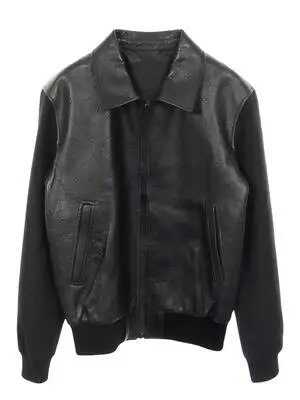 LOUIS VUITTON 2010s Monogram Leather Jacket - Black