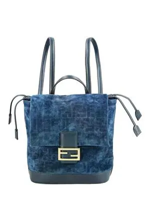 Fendi Logo-plaque Backpack - Blue