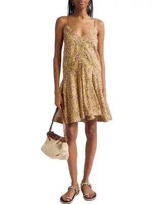 Isabel Marant Danielle Mixed Print Cotton Sundress - Brown/khaki/yellow