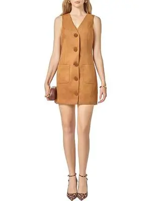 English Factory Faux Suede Mini Dress - Camel