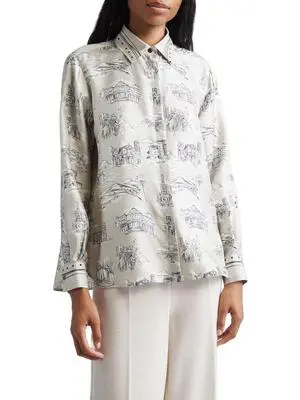 Max Mara Fado Silk Button-up Shirt - Sand